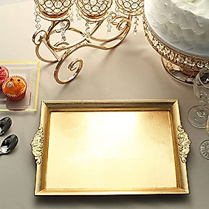 Efavormart 2 PCS - Gold 14" x 10" Rectangle Decorative Plastic Serving Trays with Embossed Rims for Wedding Birthday Party