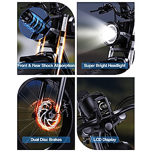 Urbrica Electric Bike for Adults, 1500W 30MPH,48V 20/23AH,Max 75Miles Electric Motorcycle 20" Fat Tire Dirt Bike, Shamano 7-Speed E-Bike Dual Shock Absorber UL2849 Certified