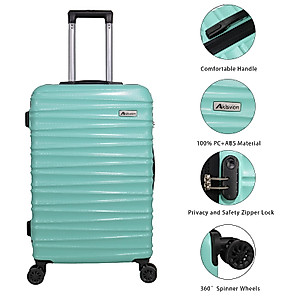 Aklsvion Luggage Sets 3 Piece(20/24/28)-Suitcase Set- Luggage with Wheels-PC + ABS Durable Lightweight Rotating hardshell suitcase 5PCS(Mint Green)…