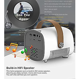 XARONF Portable Mini Projector: 1080P Projector and TV Boxes, Laptops, U Disks, DVD Players are Compatible, Can Play Cartoons, Movies and Display Photos