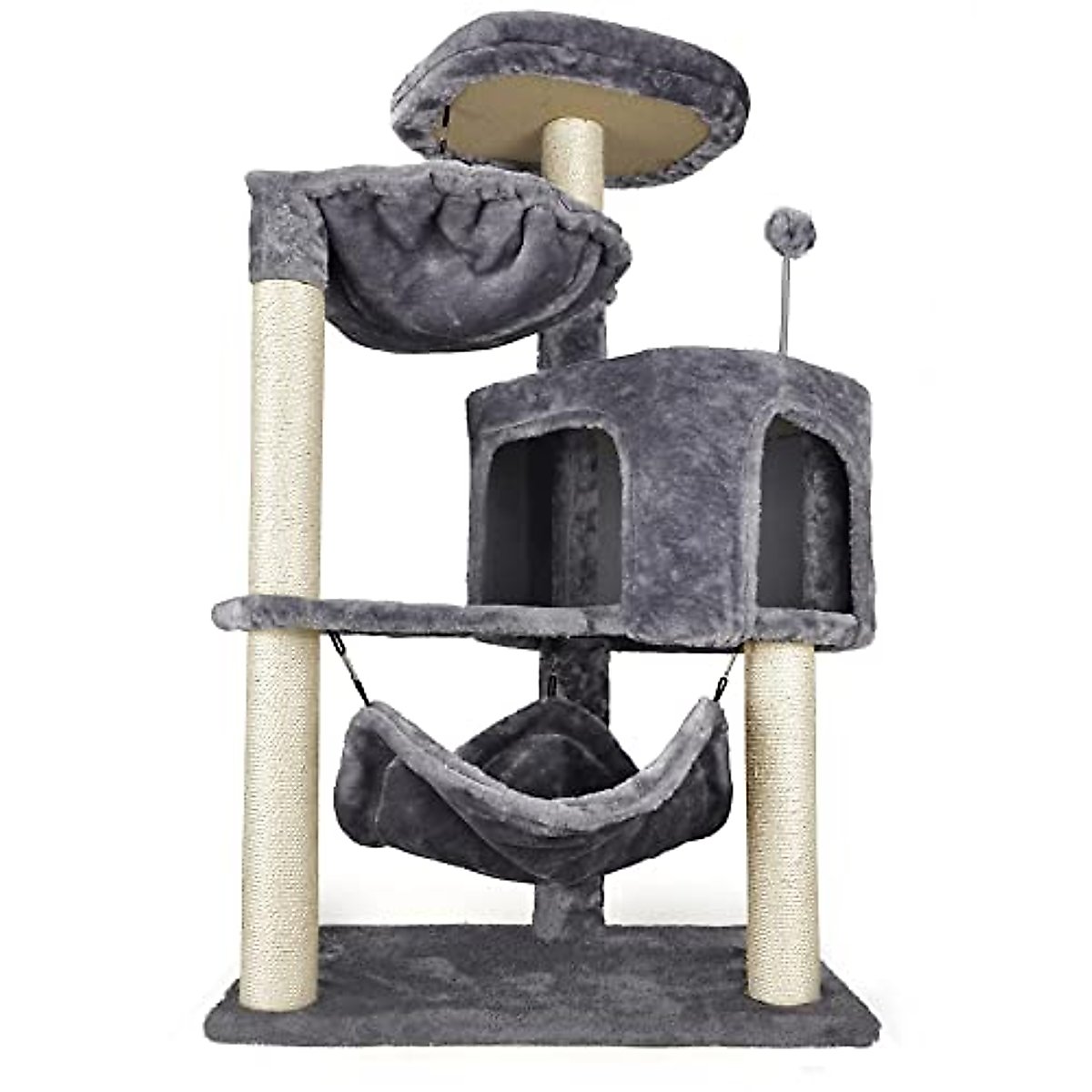Newest Cat Tree with Cat Condo and Big Hammock，Grey