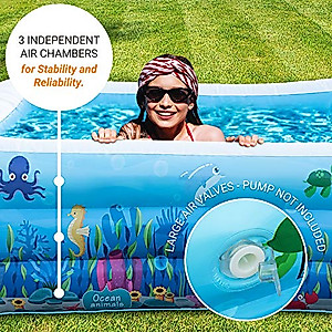 AsterOutdoor Inflatable Swimming Pool Full-Sized Above Ground Kiddle Family Lounge Pool, 80"x 55"x 23" Thickened, Blow Up for Backyard, Garden, Party, Blue