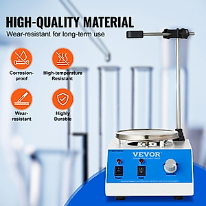 Happybuy Magnetic Stirrer 250W 158℉/70℃ Heating Hot Plate with Magnetic Stirrer 0-1600 RPM Adjustable 1000ML Lab Magnetic Stirrer Mixer with Stand Support, Stirring Bar