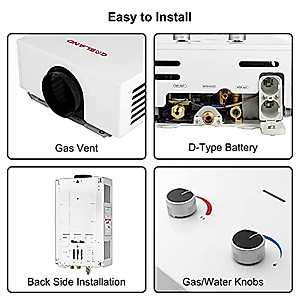 Tankless Water Heater, GASLAND Outdoors Propane Water Heater 10L BS264 2.64GPM, Instant Hot Water Heater for Cabin, Camp Water Heater for RV, Overheating Protection, Easy to Install, White