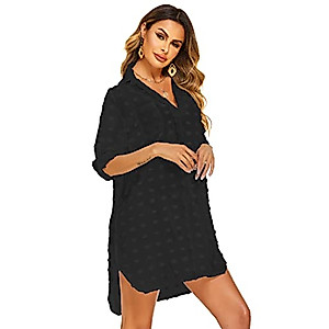 Ekouaer Women Cover Up for Swimwear Loose Beachwear Bikini Bathing Suits V Neck Chiffon Dress,XX-Large