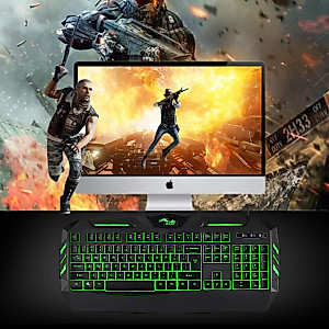 BAKTH 7 Colors LED Backlit Gaming Keyboard, Mechanical Feeling and Waterproof, Illuminated USB Wired Keyboard for Pro PC Gamer or Office