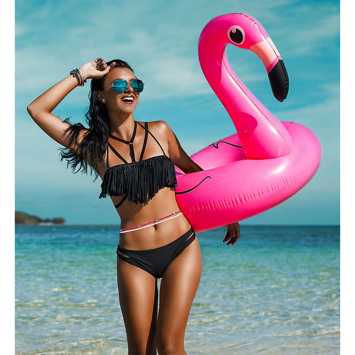 TOBENY 24PCS Waist Beads for Women African Belly Beads for the waist Colorful Summer Body Beads Jewelry Stretchy Elastic African Waist Beads 31.5-35.5 Inch Beaded Waist Chain