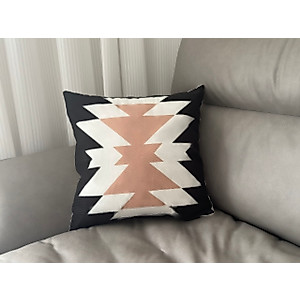 MEPED Geometric Modern Throw Pillow Covers 18x18 Inch，Black White Coffee Throw Pillow Cases Tribal Decor Cushion Cover for Bedroom Bed Outdoor Couch Sofa