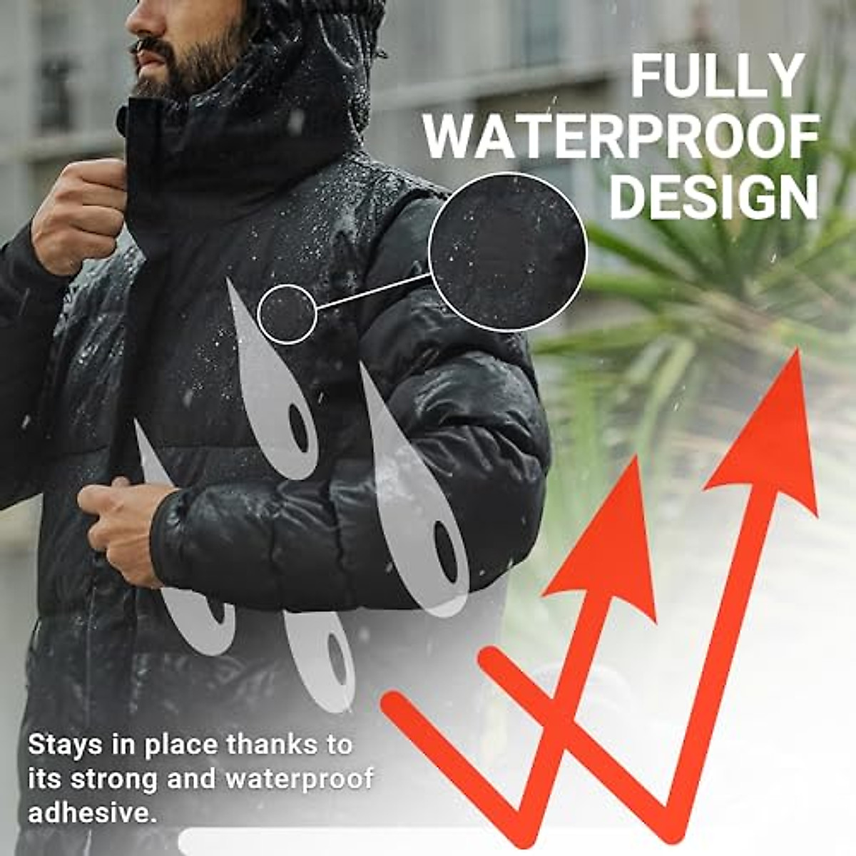 Pro-Fix Down Jacket Repair Patches Easy to Use, Pre-Cut, Self-Adhesive, Waterproof, Tear-Resistant Rip-Stop Nylon Fabric Patches for Jackets & Patches for Clothing, Down Jacket Patches - Black