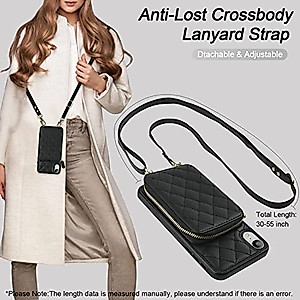 Bocasal Crossbody Wallet Case for iPhone Xr, RFID Blocking PU Leather Zipper Handbag Purse Flip Cover, Kickstand Folio Case with Card Slots Holder Wrist Strap Lanyard 6.1 Inch (Black)