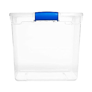 HOMZ Heavy Duty Modular Clear Plastic Stackable Storage Tote Containers with Latching and Locking Lids, 31 Quart Capacity, 4 Pack
