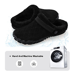 Besroad Soft Plush Lightweight House Fuzzy Slides Slippers for Women Fur Home Outdoor Shoes New All Black 7.5 Women/6 Men