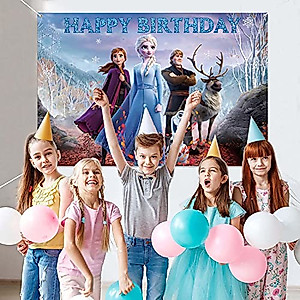 YanXi Frozen Backdrop Birthday Banner for Girl Frozen Birthday Party Decoration Princess Party Supplies Baby Shower Background