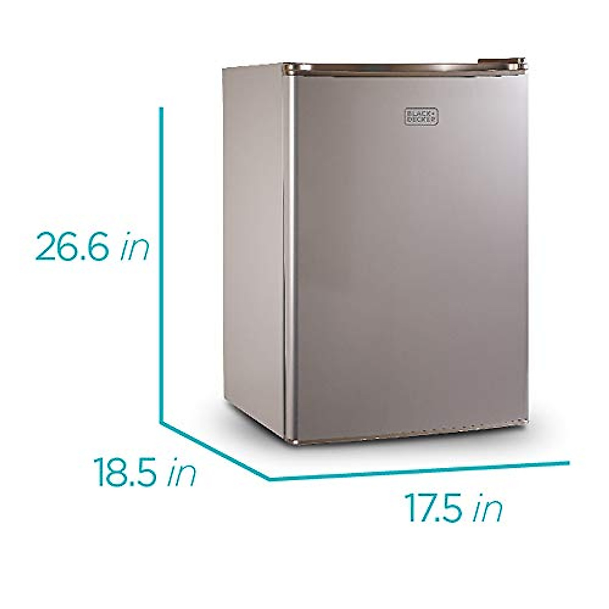 BLACK+DECKER BCRK25V Compact Refrigerator Energy Star Single Door Mini Fridge with Freezer, Cubic Feet, VCM, 2.5 cu.ft, Brushed Metal Finish