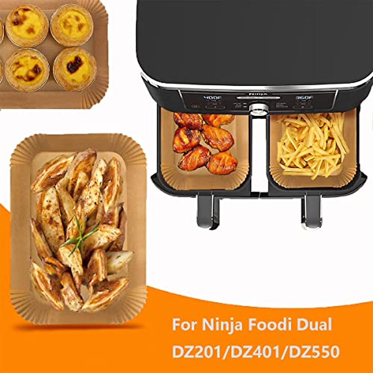 KBGRAX 150PCS Air Fryer Disposable Paper Liners for Ninja DZ201 DZ401 DZ550,Food Grade Air fryer Parchment Paper Liners for Ninja Foodi Dual Air Fryer