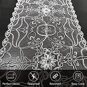 Elegant Comfort Embroidery Ingrid Table Runner - Dresser Scarf for Home Dining Room - Lace Like Tabletop Decoration, Kitchen Dining Table Decoration for Indoor and Outdoor, 13 X 20 Inches, White