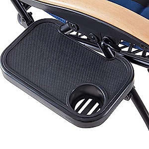 VICLLAX Oversize Padded Zero Gravity Chair Patio Lounge Chair with Cup Holder for Outdoor Beach Pool, Black&Dark Blue