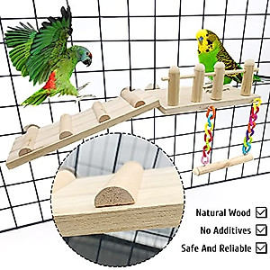 Parrot Stands with Climbing Ladder, Wooden Play Gyms and Bird Wood Swing ,Bird Perches Cage Toys Mini Parrot for Lovebird Budgie and Other Small Birds 