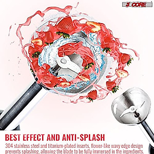 5 Core Handheld Blender, Electric Hand Blender 8-Speed 500W, Immersion Hand Held Blender Stick with Food Grade Stainless Steel Blades for Perfect for Smoothies, Puree Baby Food & Soup