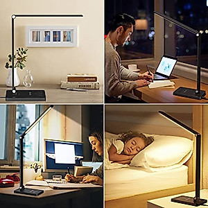 MEIKEE 6W LED Desk Lamp, Eye-Caring Dimmable USB Charging Table Lamp, 5 Lighting Models, 8 Brightness Levels, Touch Control, 30/60mins Auto Timer Desk Light for Working, Reading, Office(No Plug)