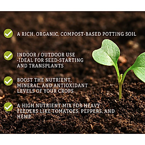 Vermont Compost Company Fort Vee - Organic Potting Soil Mix | High-Nutrient Compost-Based Potting Soil for Indoor & Outdoor Container Seed Starting, Plants & Vegetables Organic Gardening | 20 Quarts