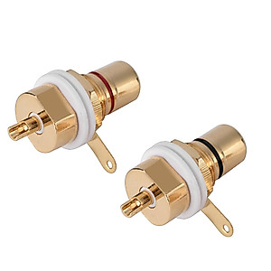 2 Pcs Terminal Gold Plated Copper Panel Mount Female Jack Terminal Socket Audio Connector