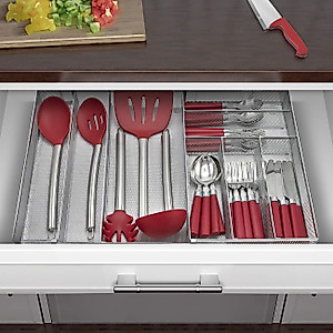 Sorbus Flatware Drawer Organizer, Expandable Cutlery Drawer Trays for Silverware, Serving Utensils, Storage for Kitchen, Office, Bathroom Supplies, (Expandable Cutlery Drawer Organizer - Silver)