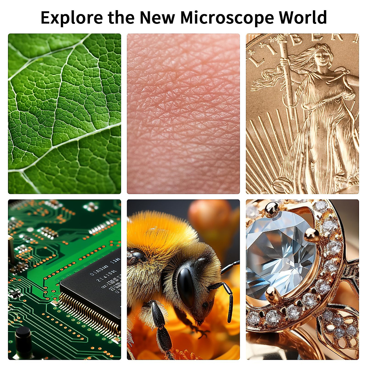 USCAMEL 40X-1000X Magnification LED Binocular Compound Microscope,Professional Compound Microscope with Wide-Field 10X 25X Eyepieces,Microscope Slides,Phone Adapters,Cleaning Paper