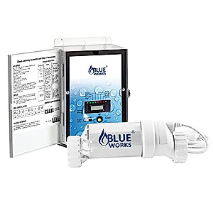 BLUE WORKS Saltwater Pool System Salt Pool - up to 40,000 Gallons Pool, Salt Chlorine Generator for Inground Pool, 2 Year USA Warranty, Clear