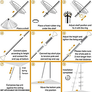 SUYUDSM Shower Caddy Tension Pole, Rustproof Shower Corner Stand Storage Organizer for Bathroom, 4 Tier Adjustable Corner Shelves, 75 to 122 in