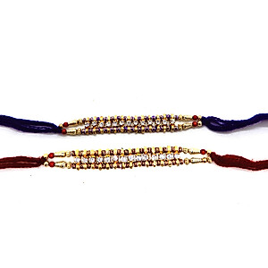 WhopperIndia Set of 2 14 Stone Rakhi | Rakhi Bracelet | Raksha bandhan Rakhi | Rakhi for Brother | Rakhi for Sister | Rakhi for Bhaiya | Rakhi for Bhabhi | rakhi for boys | Indian Rakhee | Rakhdi