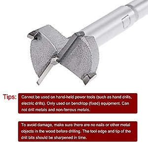 uxcell Forstner Drill Bits 24mm, Tungsten Carbide Wood Hole Saw Auger Opener, Woodworking Hinge Hole Drilling Boring Bit Cutter (Gray)