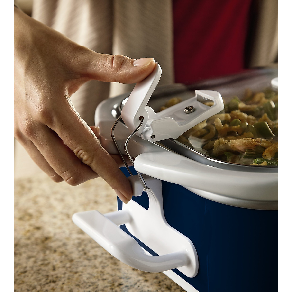 Crock-Pot Small 3.5 Quart Manual Casserole Slow Cooker and Food Warmer, Navy Blue (SCCPCCM350-BL)