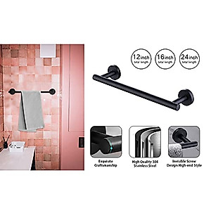 12 inches Hand Towel Bar Bathroom Rack Towel Holder Kitchen Dish Cloth Hanger RUSTPROOF Thicken SUS 304 Stainless Modern Look (Matte Black, 12inch)