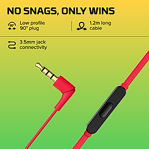 HyperX Cloud Earbuds II – 14mm Drivers, Four Eartips, Hard-Shell Carrying Case, Low-Profile 90° Plug, 3.5mm Plug, Built-in Microphone, Multi-Function Button, PC, Mobile, Nintendo Switch – Red