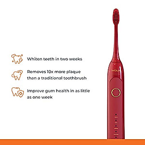 Wolk T6421 Ultra Whitening Toothbrush with Pressure Sensor & 5 Brushing Modes, 8 Dupont Brush Heads, Premium Travel Case, Rechargeable.