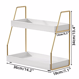 ZGO 2-Tier Bathroom Counter Organizer, Wood Bathroom Organizer Countertop Vanity Organizer Bathroom Tray, Kitchen Countertop Organizer and Bathroom Sink Organizer(White)