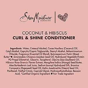 SheaMoisture Curl and Shine Conditioner For Thick, Curly Hair Coconut and Hibiscus Sulfate Free 13 oz 2 Count