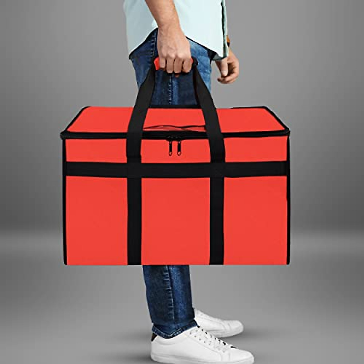 Dodin Delivery Insulated Food Delivery Bag - 23x14x15 inches - Water-Resistant Interior - Ideal for Commercial Catering - Reusable Grocery Bag - Professional and Heavy-Duty - XXL - Red