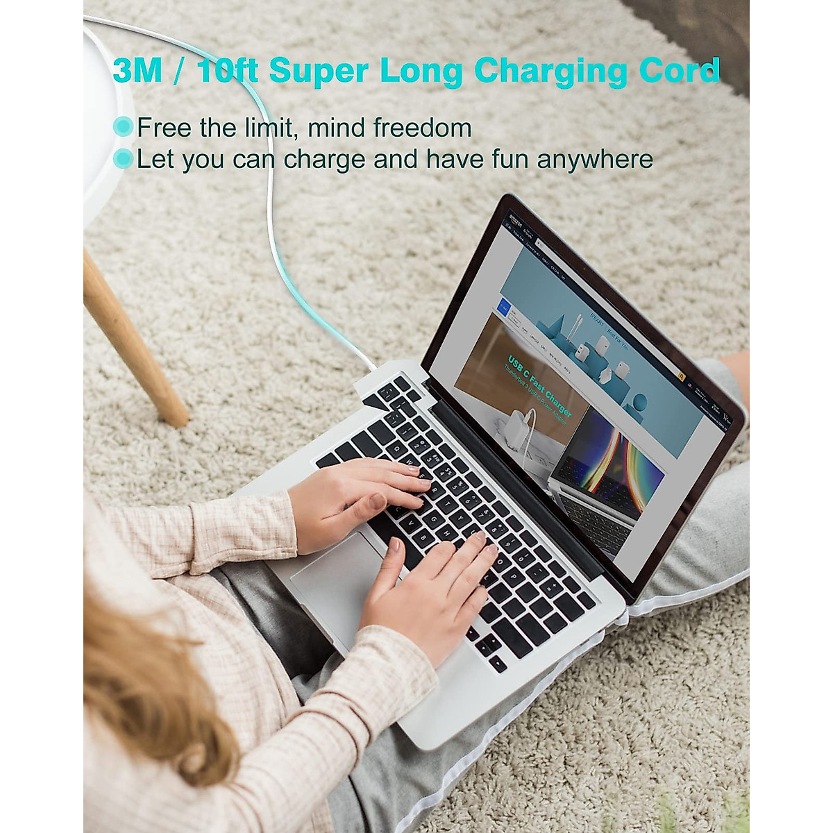 Charger for MacBook Pro 10FT, 96W USB C Charger Power Adapter for MacBook Pro 16, 15, 14, 13 inch 2023, 2022 2021, 2020, 2019, M1 M2 MacBook Air, LED, 5A USB-C Cable Charging as Fast as MagSafe 3