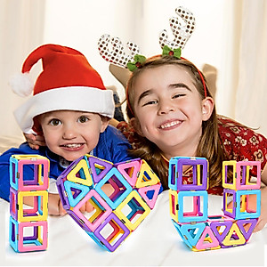 Upgraded Magnetic Blocks Building Tiles Toys for 3 4 5 6 7+ Year Old Boys Girls, Learning Educational STEM Gifts for Toddlers Kids Christmas Birthday Toys Compatible with Major Brands Building Blocks