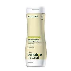 ATTITUDE Hair Shampoo for Sensitive Dry Scalp, EWG Verified, Soothing Oat, Protects Color, Naturally Derived Ingredients, Vegan and Plant-Based, Color Care, Argan Oil, 16 Fl Oz
