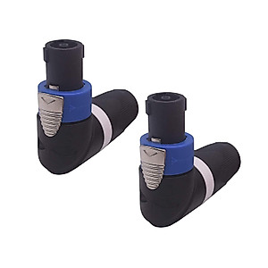 Yuyaokk 4-Pack Right Angle Speakon Cable Adapter Connectors, 4 Pole L-Shape High-Load Speaker Plug Twist Lock Compatiable with Speakon NL4 & NL2 Series