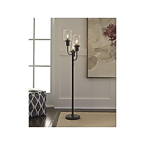 Signature Design by Ashley Jaak Contemporary 60" Floor Lamp with 3 Glass Shades, Bronze