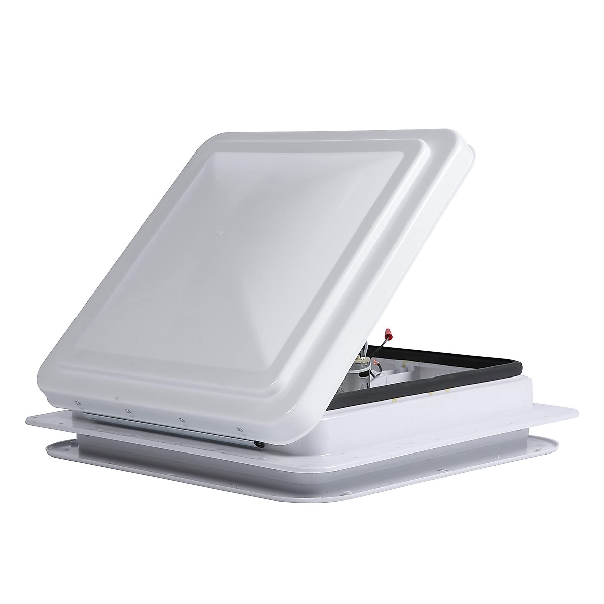 AA Ignition RV Roof Vent with 12V Fan - Fits Camper Trailer Vans, Motorhome, 5th Wheel - 14" x 14" Universal White Lid Roof Vent with 6 Blades - White Lid Inner Translucent Garnish Ring