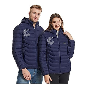 EAUFUM Black Of Friday Deals 2023 Heated Jacket for Men And Women 21 Heating Zones Electric Heating Coat Lightweight Hooded Puffer Coat Cyber Of Monday Deals 2023