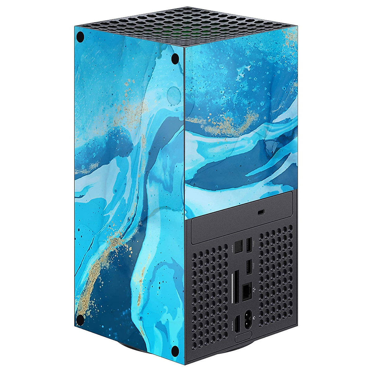 PlayVital Aquamarine Watercolour Custom Vinyl Skins for Xbox Series X, Wrap Decal Cover Stickers for Xbox Series X Console Controller