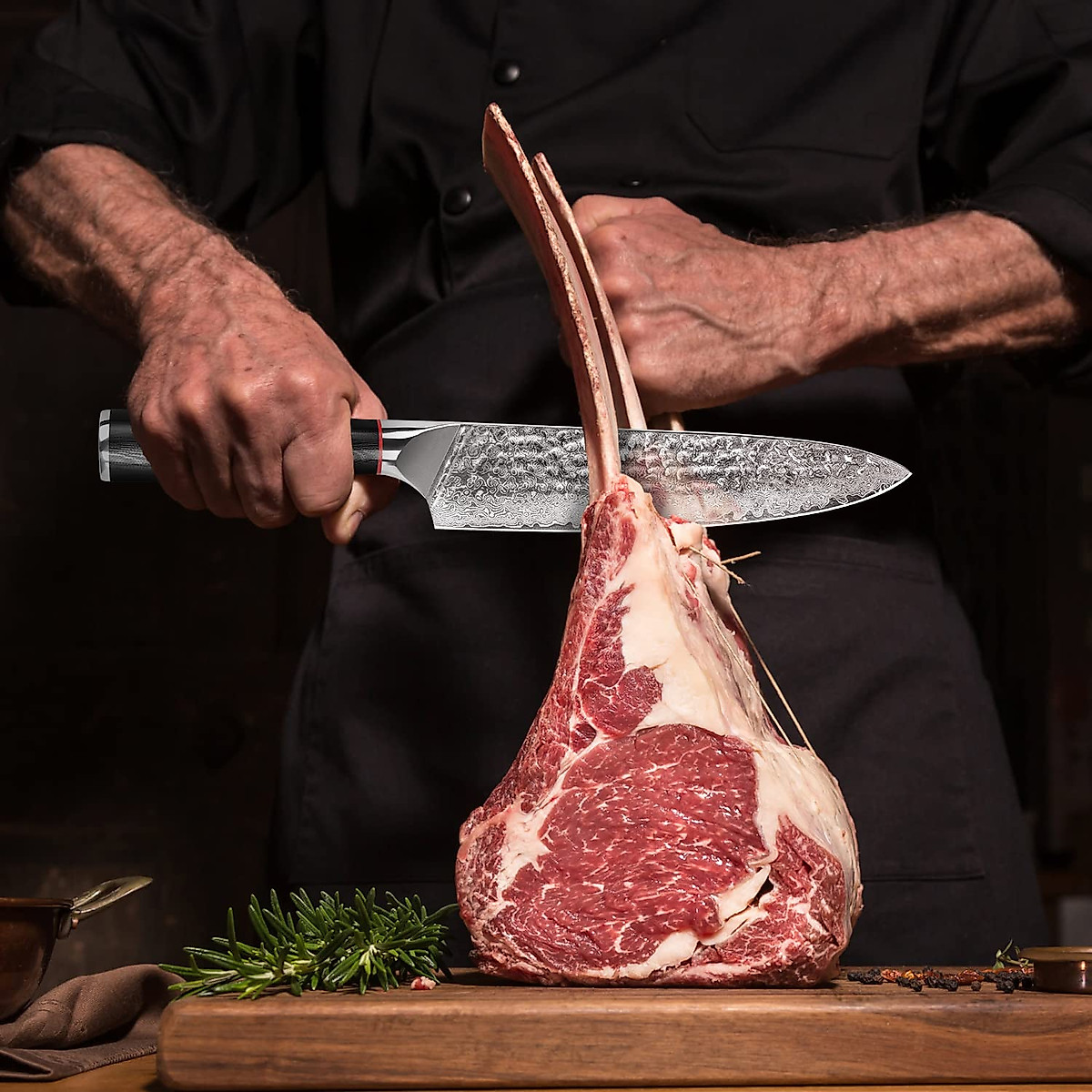 Chef Knife 8 Inch Damascus Kitchen Knife, Professional Japanese VG10 Damascus Steel Cooking Knife, Ergonomic Wood Knife Handle, Super Sharp Chef's Knives with Gift Box