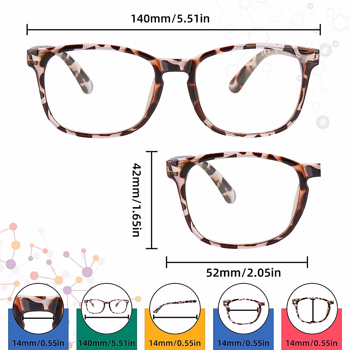 WINTOO Anti Blue Light Glasses for Women Men -5 Pair Blue Light Blocking Glasses, UV400 Anti-Glare Computer Glasses Women, Blue Light Reading Glasses for Women for Gaming TV Phone Screen Square Frame