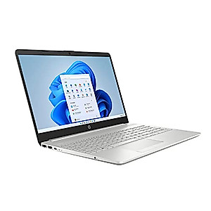 HP 2022 Newest 15.6'' HD Laptop, Intel Quad-core Celeron N4120 Processor (Upto 2.6GHz), 4GB RAM, 128GB SSD, HD Webcam, Wi-Fi 5, Bluetooth, Fast Charge, Windows 11 S+MarxsolCables, Natural Silver
